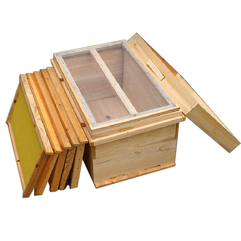 7-Frame-Bees-Box-with-Nest-Frame-Wooden-Bee-Hives-Set-Garden-Bees-House ...