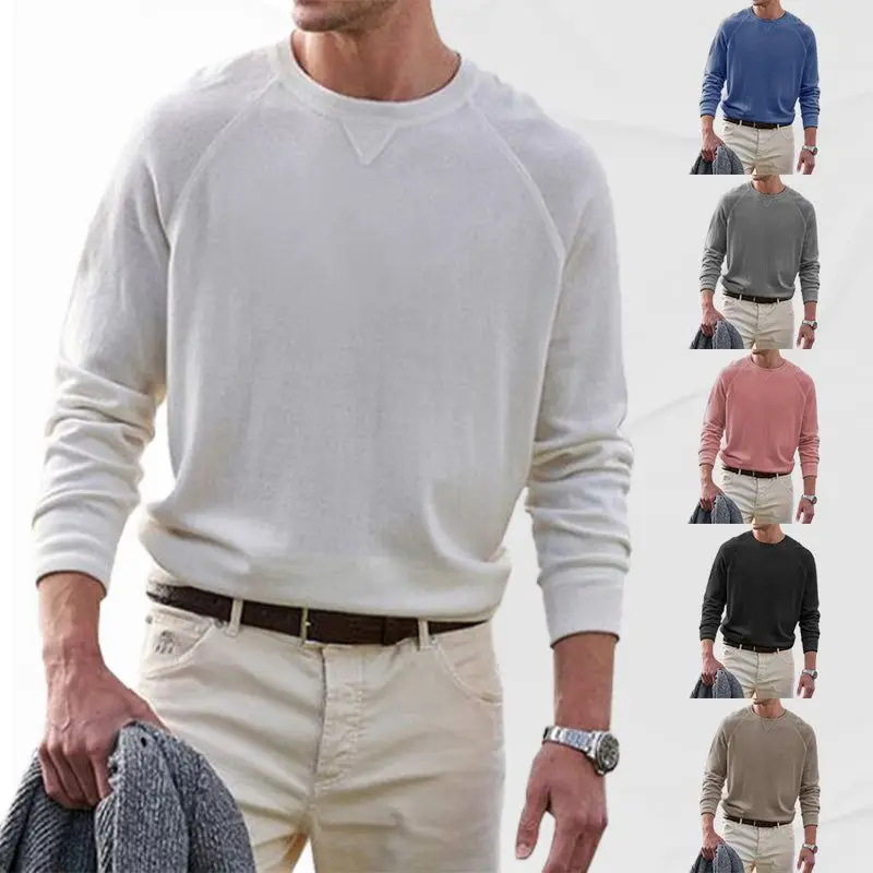 Basic-Plain-Round-Neck-Long-Sleeve-Sweatshirt-Mens-Casual-Sweatshirts ...