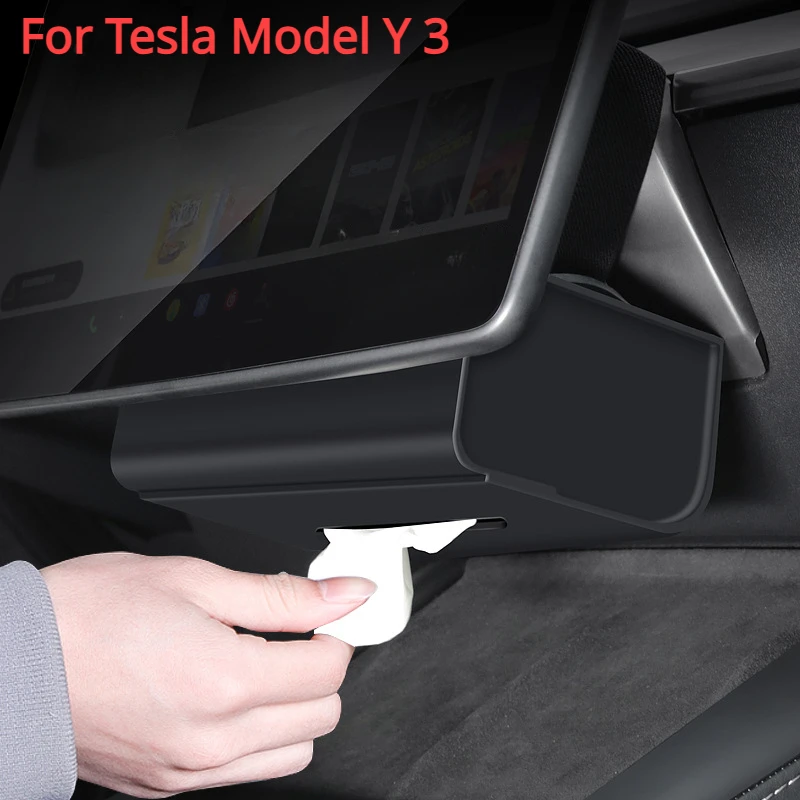 Car-Tissue-Box-For-Tesla-Model-Y-3-Seat-Back-Hanging-Silicone-Tissue ...