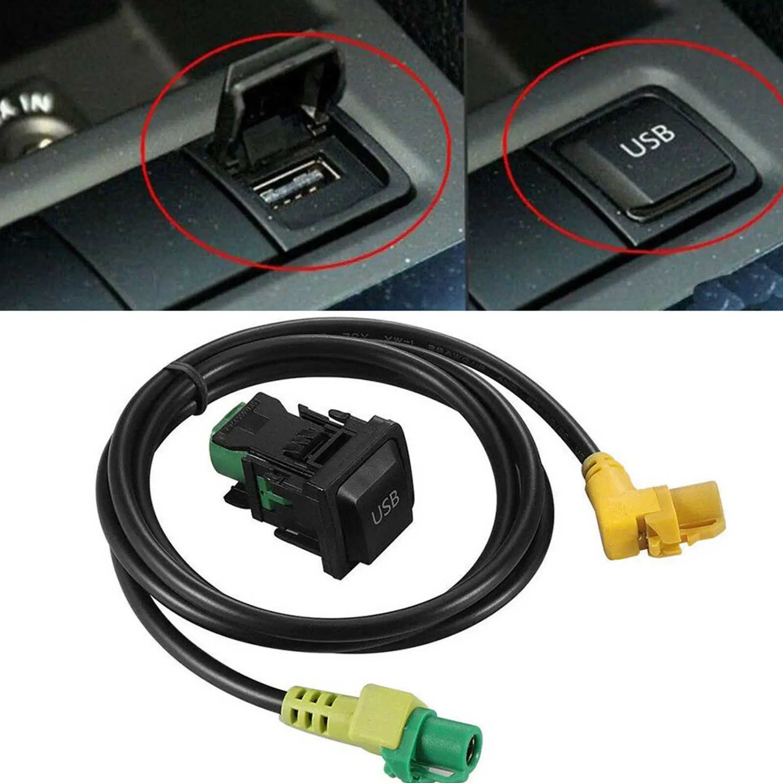 High Quality USB Port Car Switch Socket with Cable Accessories for ...