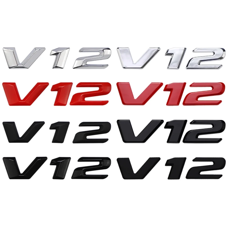 3d-Chrome-Black-V12-Logo-Letters-Car-Fender-Emblem-For-Mercedes-Benz ...