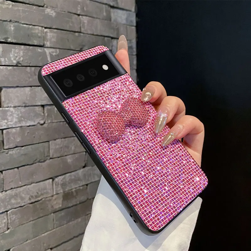 Fashion Cute Drill Pink Butterfly TPU Phone Case For Google Pixel 6 7 8 ...