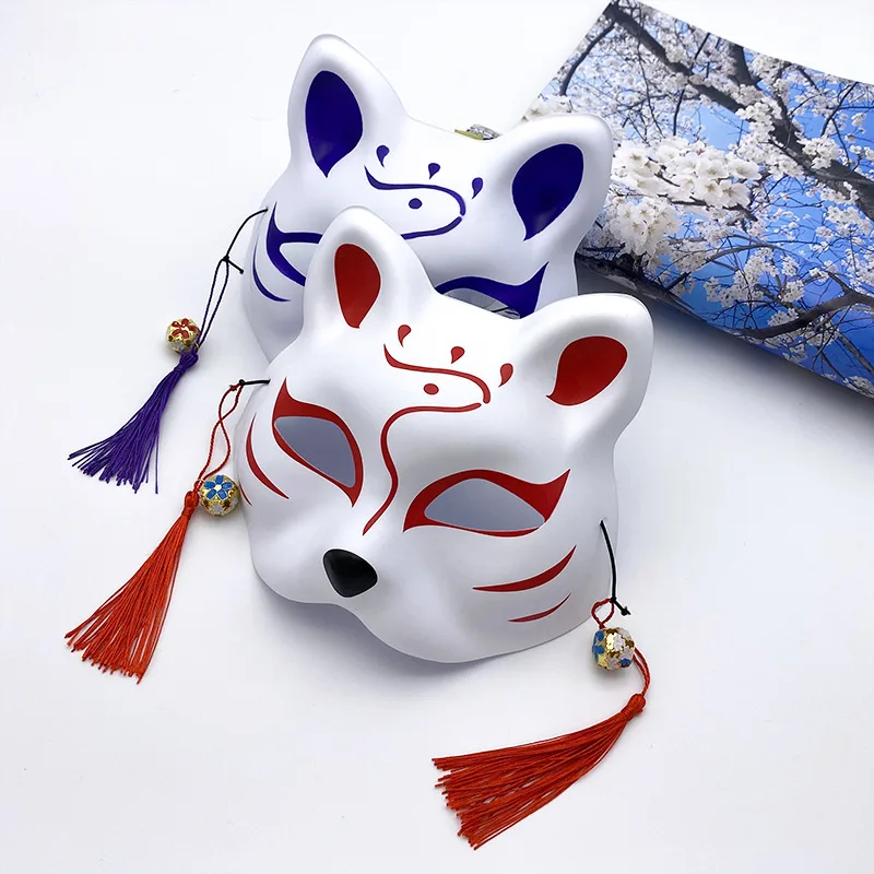 Halloween-Japanese-Half-face-Cat-Mask-Cartoon-Fox-Cat-Mask-Cosplay-Bell ...