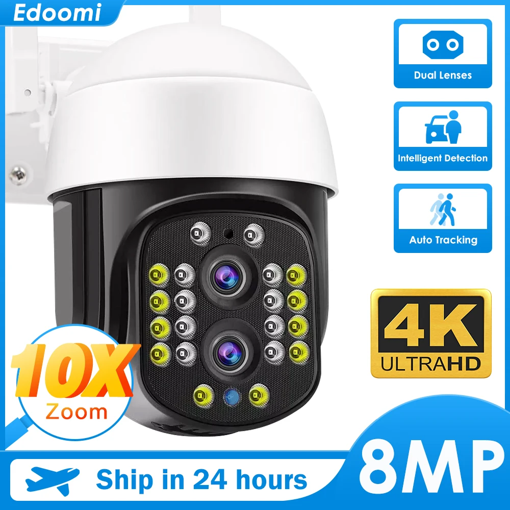 4K 8MP WiFi Camera Outdoor PTZ 10X Optical Zoom Smart CCTV Video ...