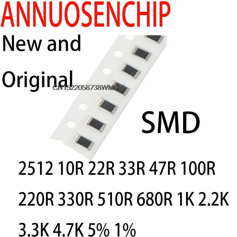 50PCS New and Original 2512 chip SMD resistor 10R 22R 33R 47R 100R 220R ...