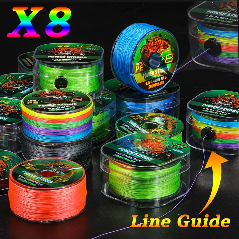 Sougayilang X8 Braided Fishing Line 120m Multifilament PE Line with Box ...