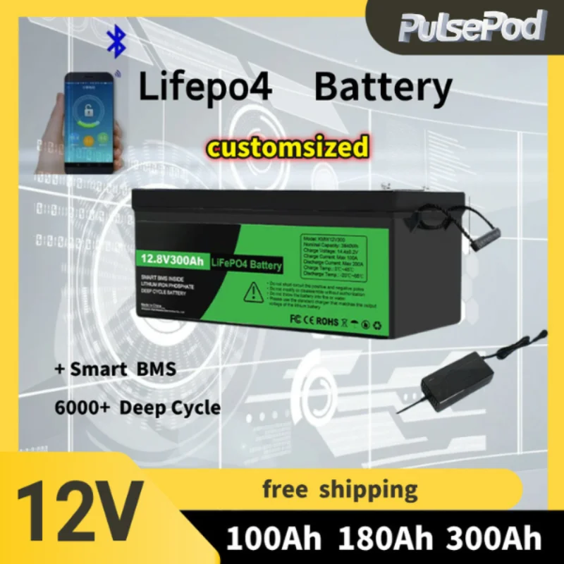PP waterproof 12V Lifepo4 100ah 180ah 300Ah Lifepo4 Battery Pack ...