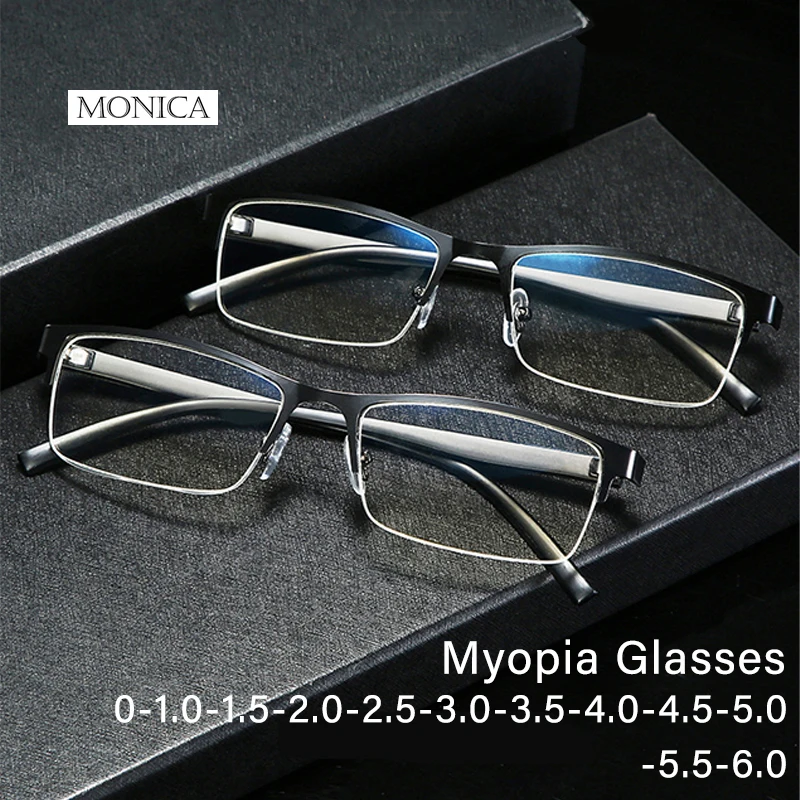 2023-Half-Frame-Myopia-Glasses-Eyewear-Male-Female-Near-Sight-Glasses ...