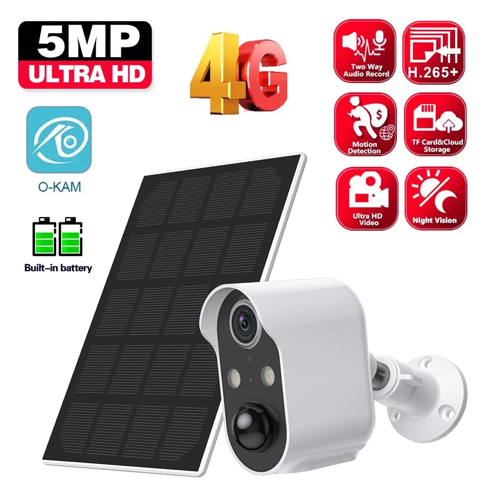 4G-SIM-5MP-Smart-Life-5000mAh-Rechargeable-Battery-Solar-Camera-Outdoor ...
