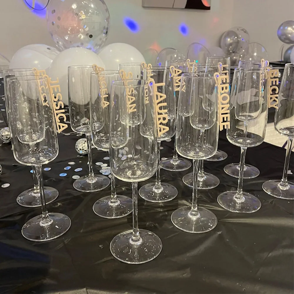 10Pcs Personalized Glass Place Cards, Custom Champagne Tags, Charms ...