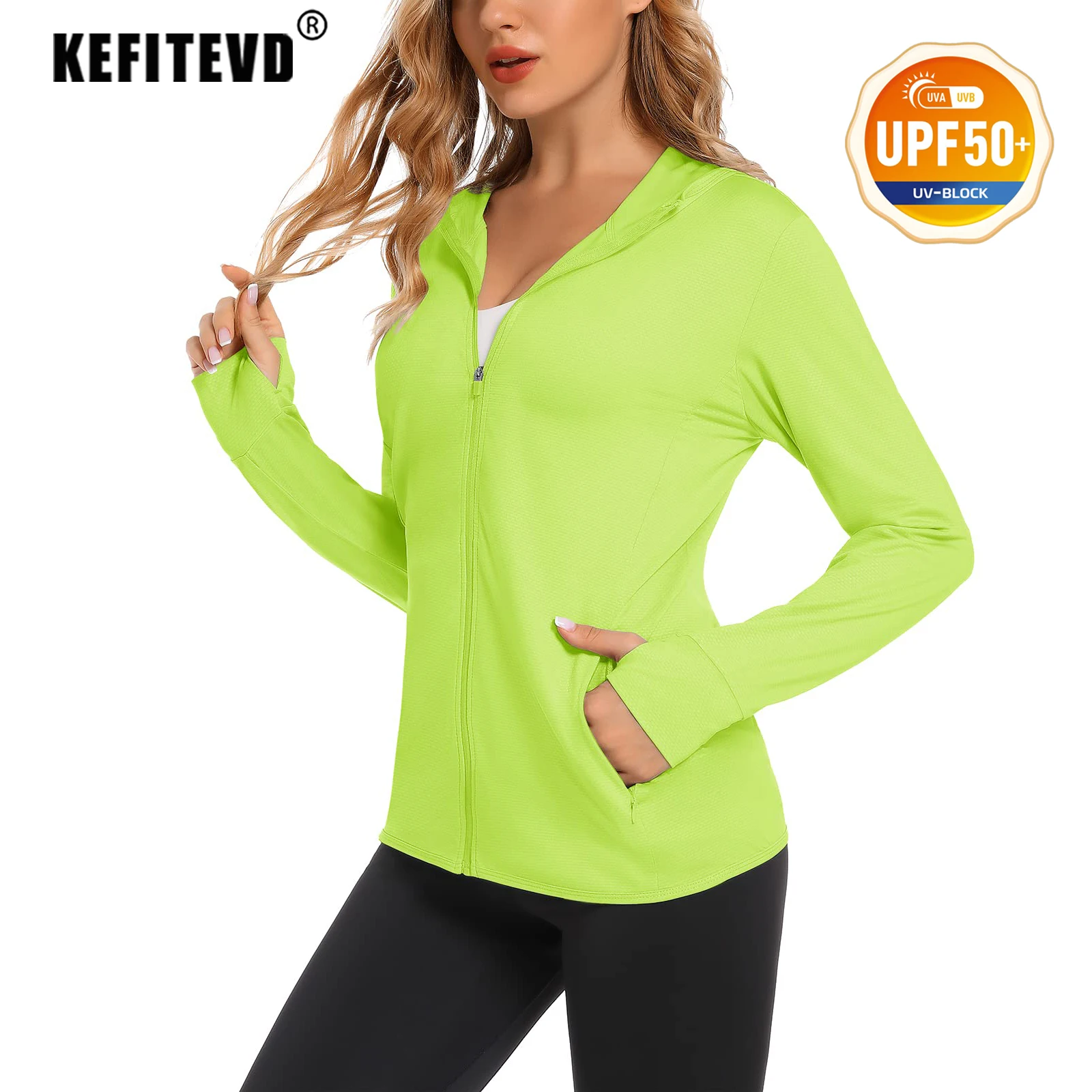 KEFITEVD UPF 50+ Sun Protection Quick Dry Jacket Women Long Sleeve ...