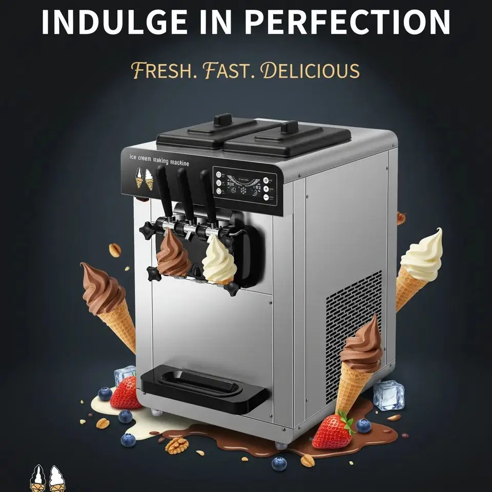 Ice Cream Maker Machine Soft Serve Frozen Yogurt Slush Ice Cream Ice ...