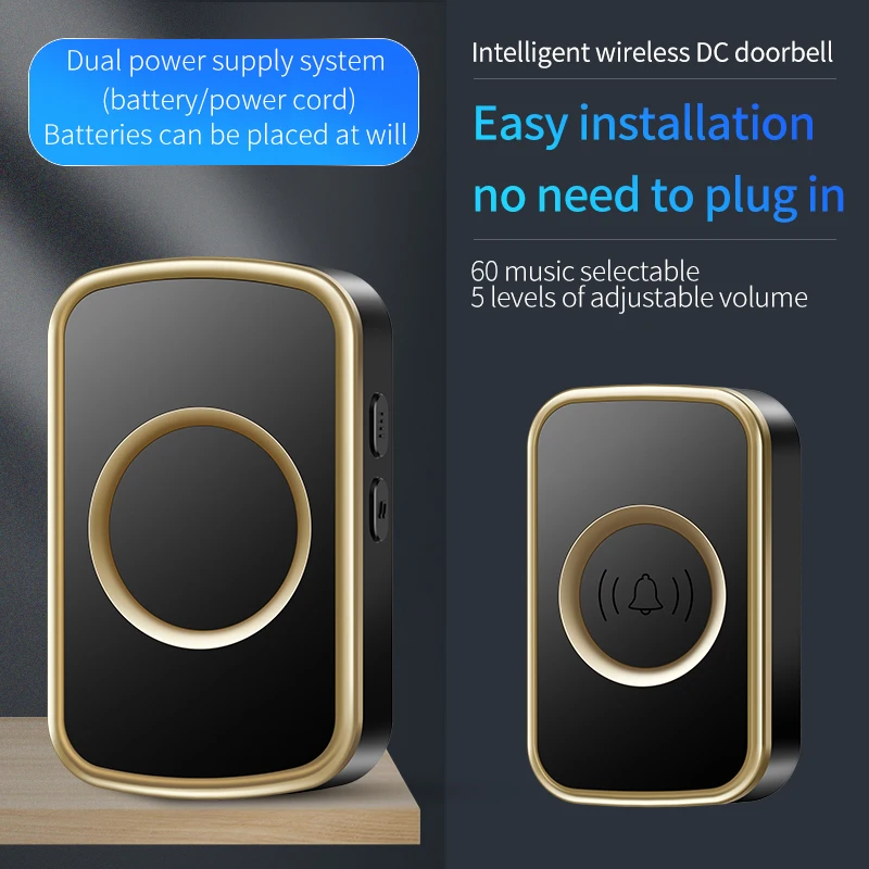 CACAZI-A98-DC-Wireless-Door-Bell-Waterproof-Battery-Operated-Doorbell ...