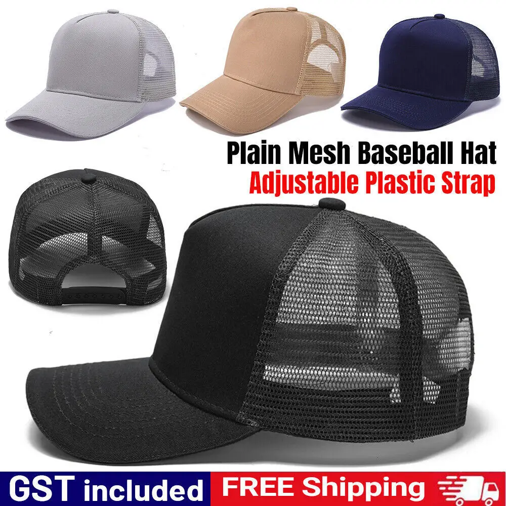 Unisex-Mesh-Cap-Casual-Plain-Cotton-Mesh-Baseball-Cap-Adjustable-Summer ...