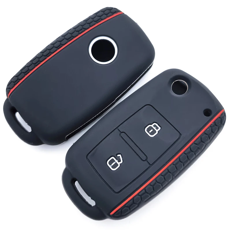 Silicone 2 Button Remote Car Key Shell Fob Case Key Box for Volkswagen ...