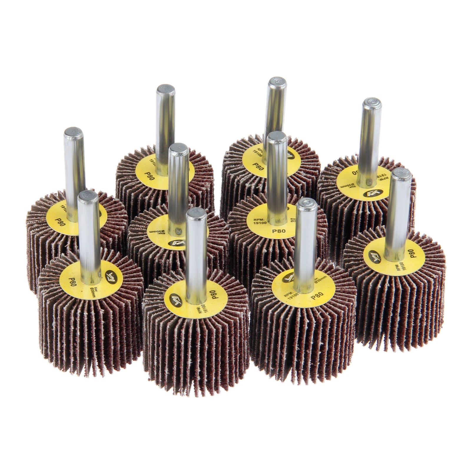 10pcs 30mm Flap Wheels 80grit Sanding Disc Grinding Mini Drill Sand ...