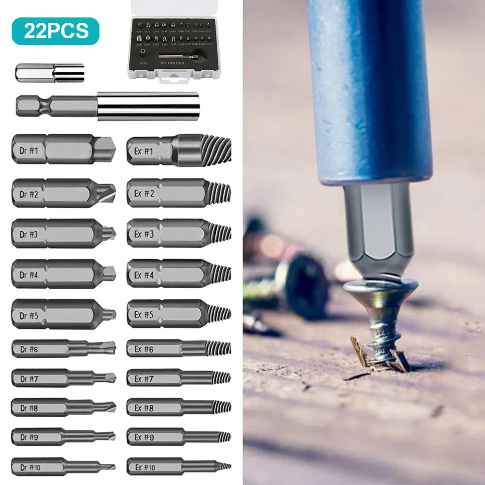 22Pcs-2-12mm-Damaged-Screw-Extractor-Set-High-Speed-Steel-Stripped ...