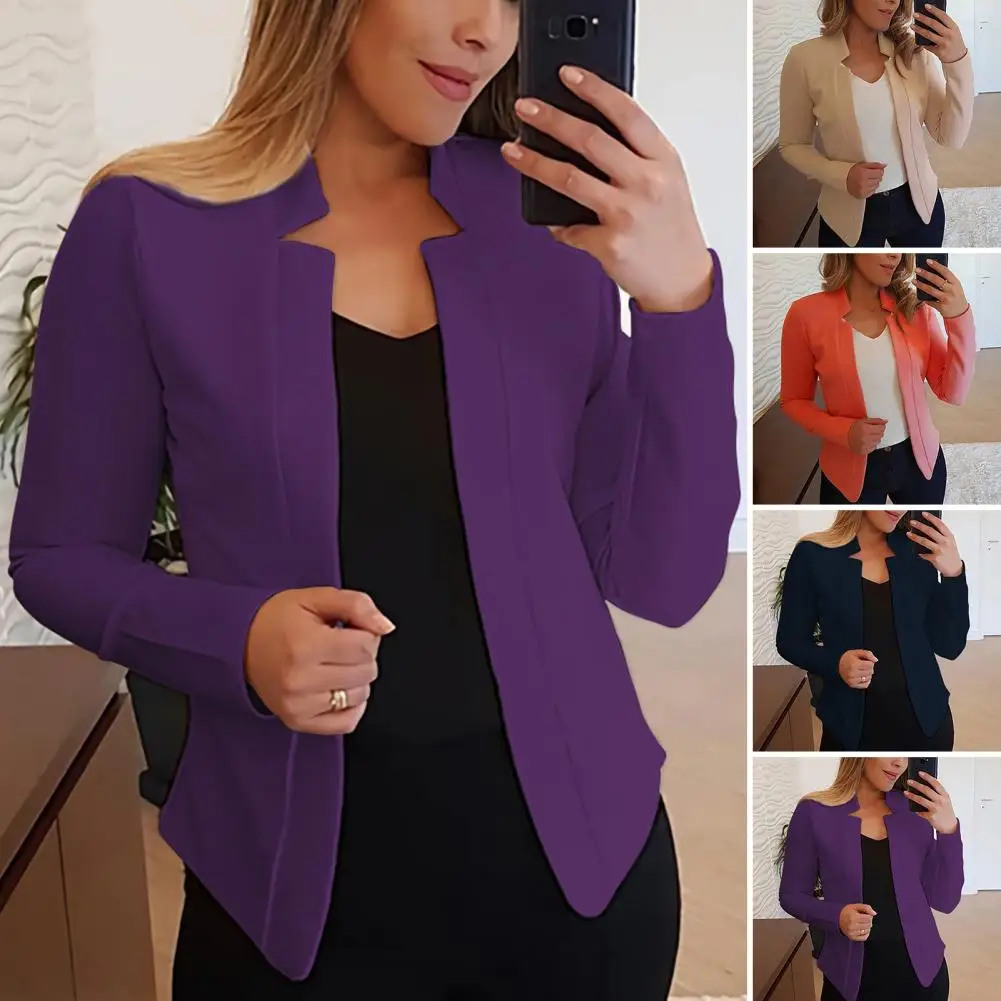 Blazer-cardigan-de-ponto-aberto-para-mulheres-monocrom-tico-slim-fit ...