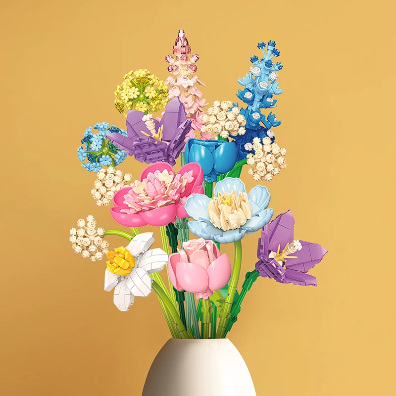 865PCS Romantic Bouquets Building Bricks Sets Adult Creative Gift ...