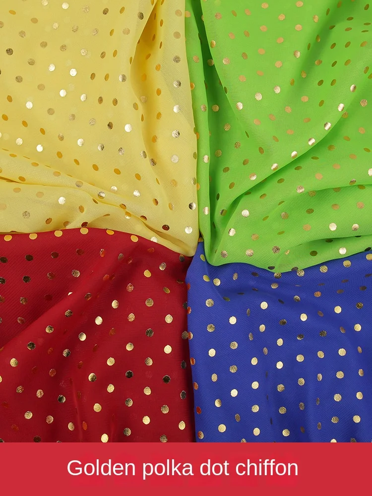 Golden Polka Dot Chiffon Fabric High grade Printing Scene Decoration Background Fabric Draped Dress Clothing Fabrics AliExpress