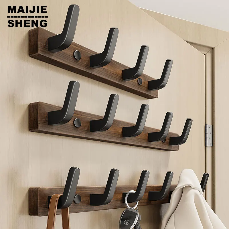 Wood-Black-Hook-Bathroom-Towel-Hook-Living-Room-Door-Back-Clothes-Hook ...
