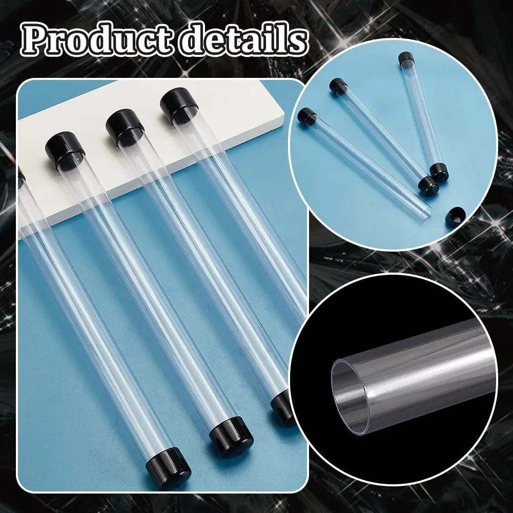 Clear Rigid Plastic Tube with Black Caps,1.18x1.1'' diameter Portable ...