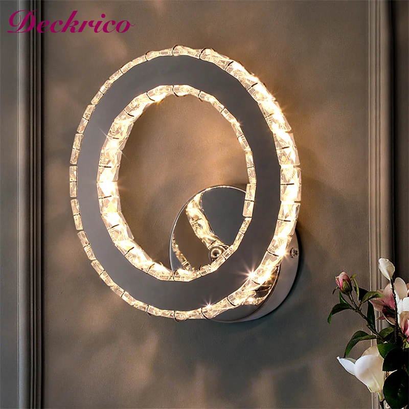 Crystal-LED-Wall-Lights-Modern-Wall-Sconce-Lamp-Round-Ring-Wall-Lights ...