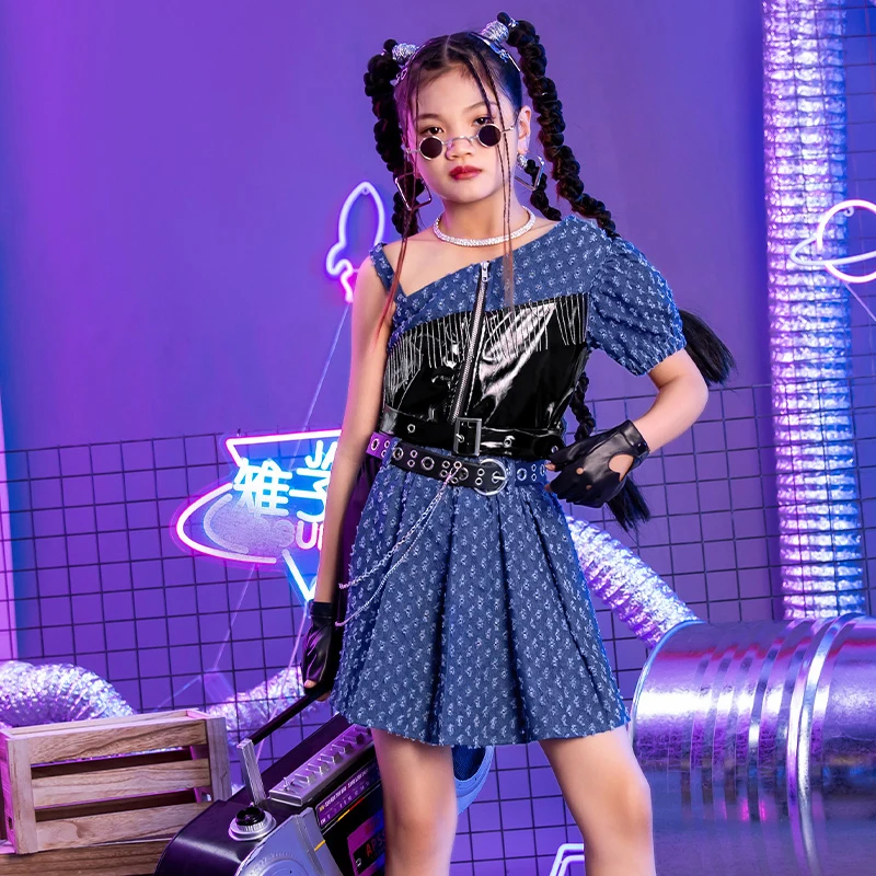 New-Ballroom-Hip-Hop-Dance-Costumes-For-Kids-Single-Sleeved-Tops-Skirts ...