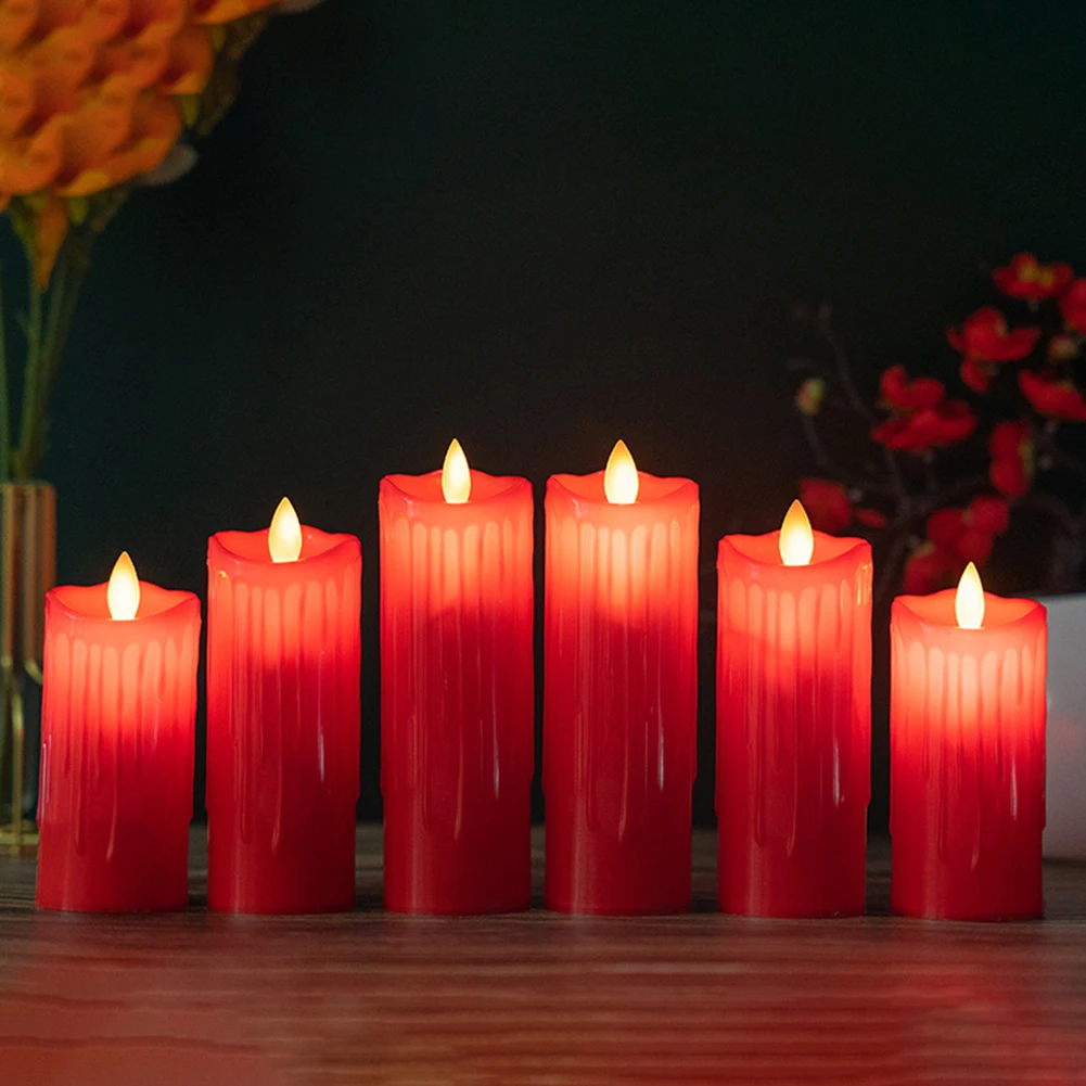 LED-Flameless-Candles-Light-Electronic-Red-Artificial-Candle-Battery ...