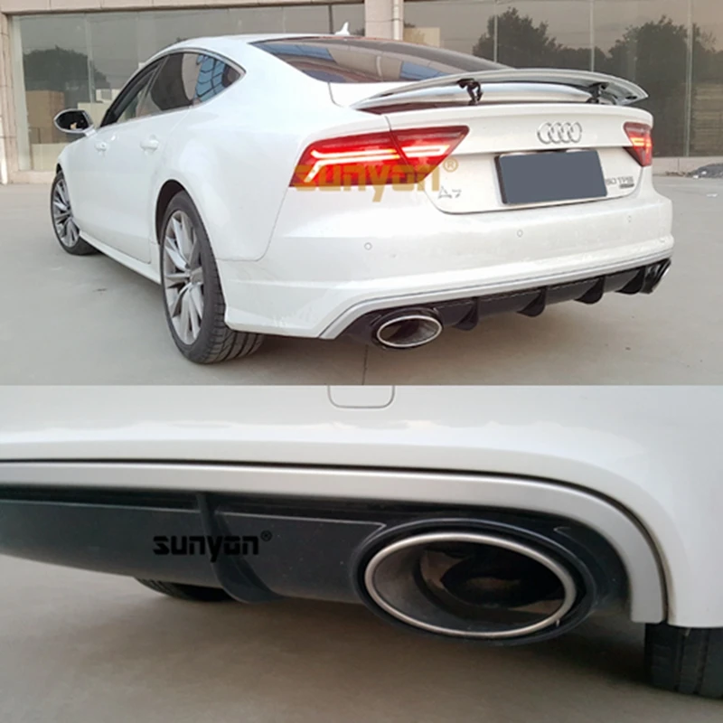 A7 Rear Bumper Lip Diffuser With Exhaust Muffler Pipe For Audi A7 ...