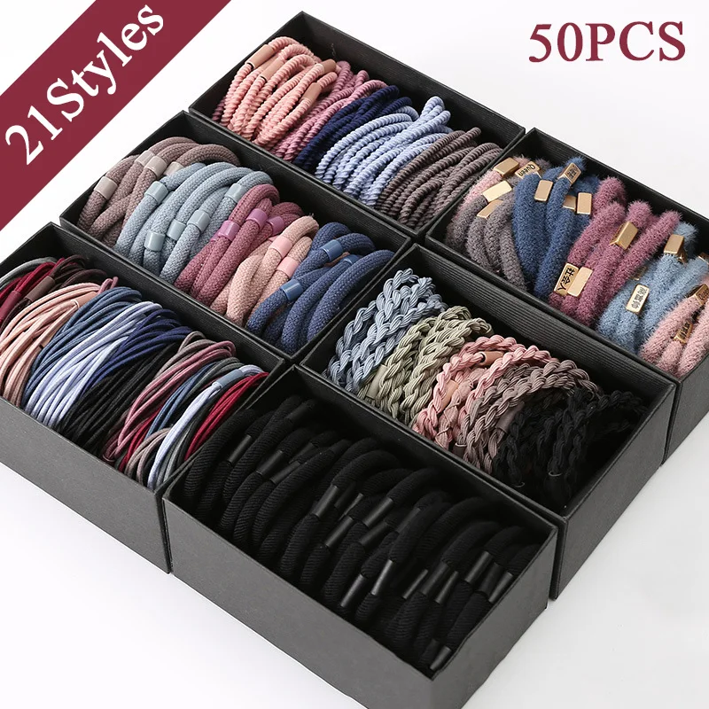 50PCS-Box-Mix-Colors-Nylon-5CM-Rubber-Bands-Women-Safe-Strong-Elastic ...