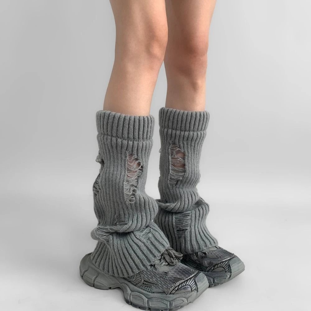 Fashion Ripped Leg Warmers Women Subculture Warm Mid Tube Socks ...