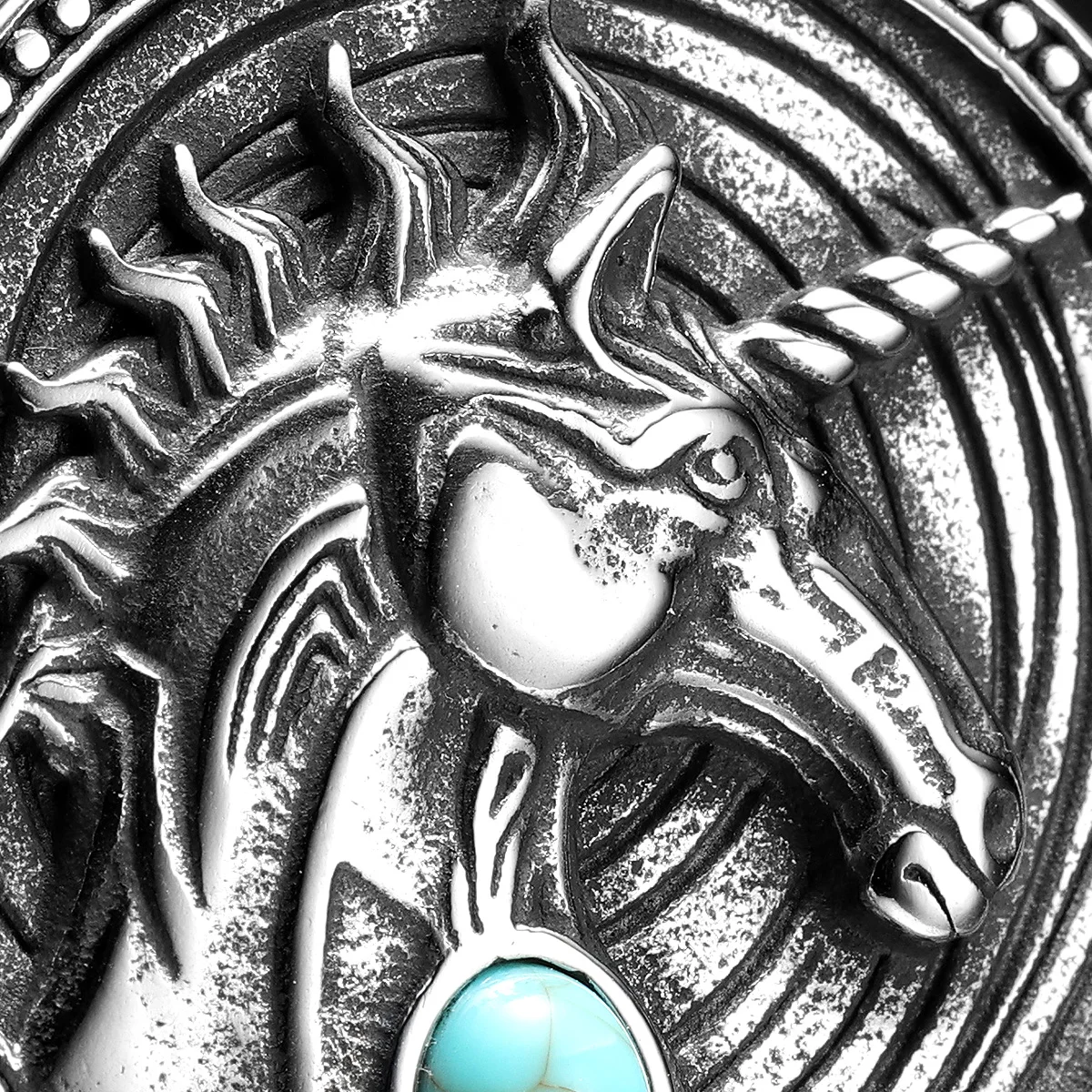 Unicorn Gem Pendants Men Necklaces 316L Stainless Steel Turquoise Chai ...