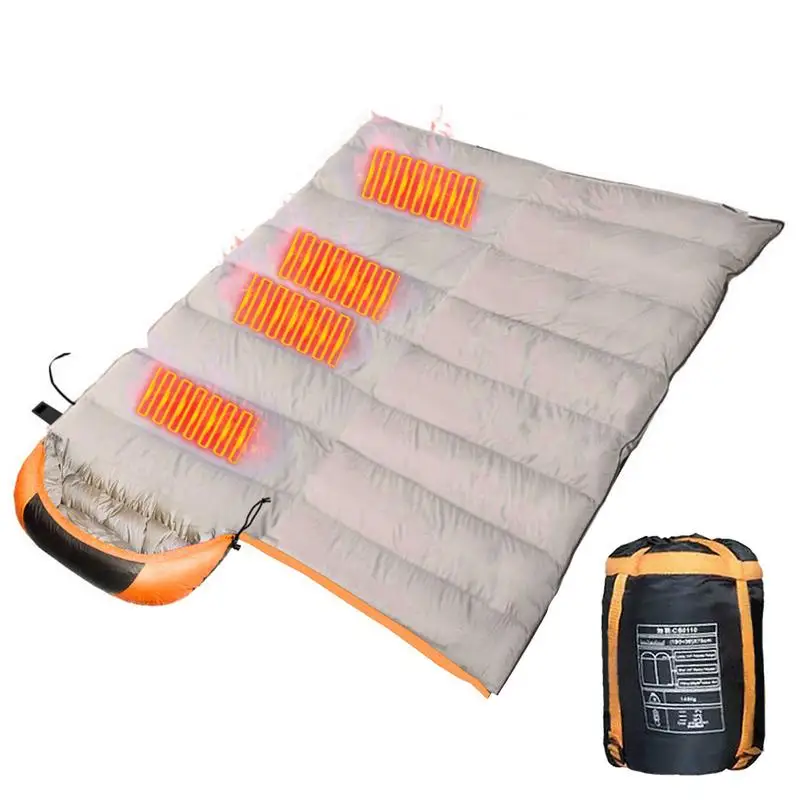 Heated-Sleeping-Bag-For-Camping-4-Heating-Zones-Multi-USB-Power-Support ...