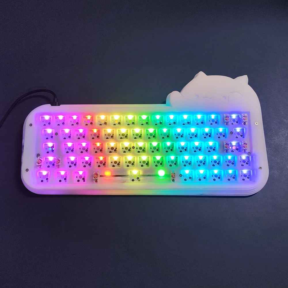 Cute Cat 64 Layout Mechanical Keyboard Diy Kits Via Support Hot Swap ...