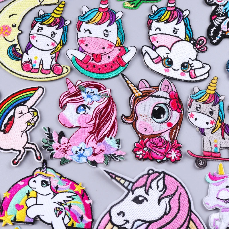 Hippie-Unicorn-Embroidered-Patches-For-Clothing-Sticker-Stripe-DIY-Rainbow-Unicorn-Patch-Iron-On ...