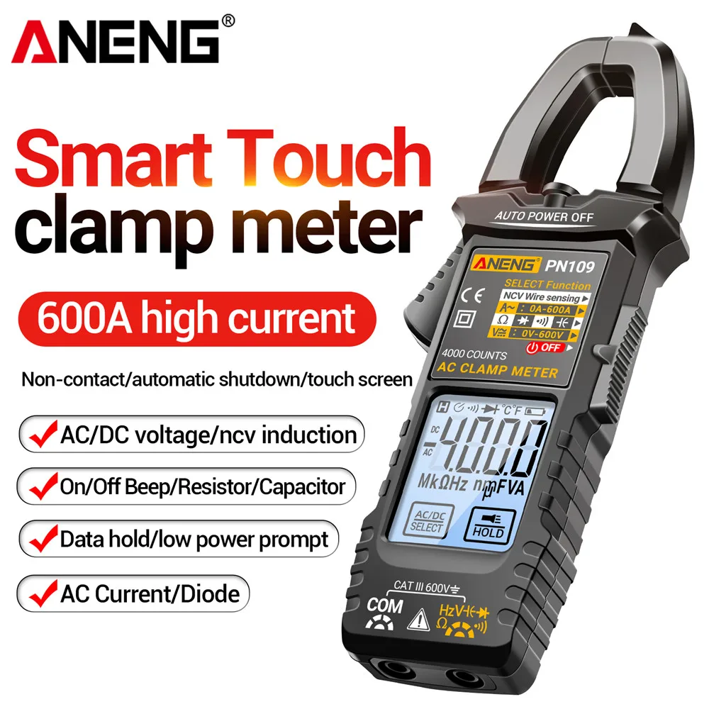 ANENG-PN109-Clamp-Meter-Professional-Smart-4000-Count-Digital-600A-High ...
