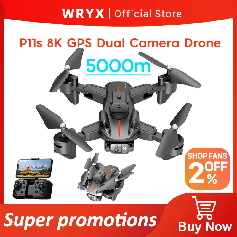 WRYX P11S Drone 8K HD Camera 360 Obstáculo Evitar FPV MINI Fotografia Aérea Helicóptero ...