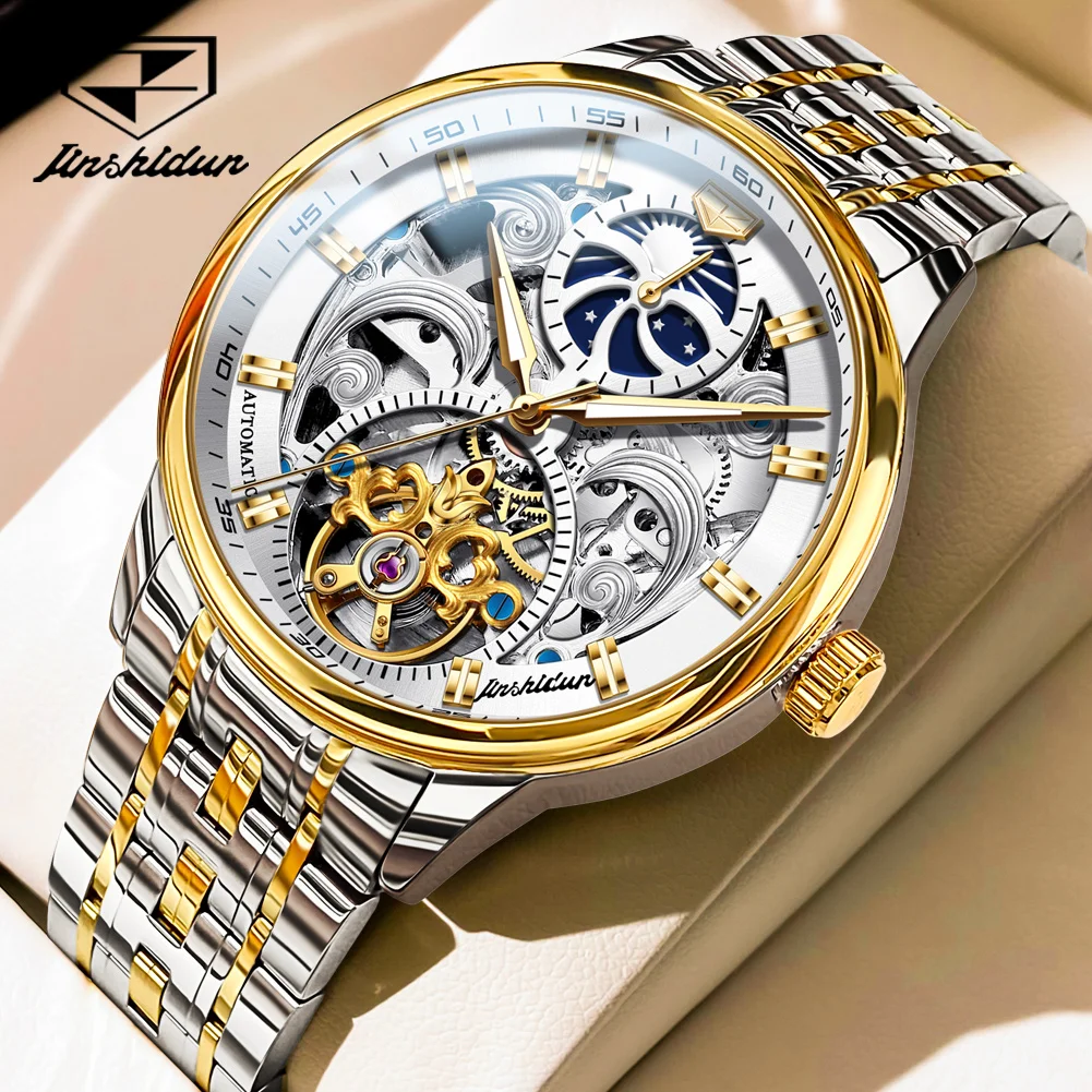 JSDUN-Stainless-Steel-Automatic-Mechanical-Wrist-Watch-for-Men-Unique ...
