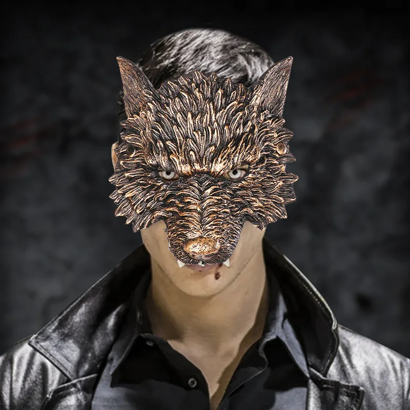 1pc Halloween Wolf Mask Animal 3d Pu Cosplay Costume Masquerade ...