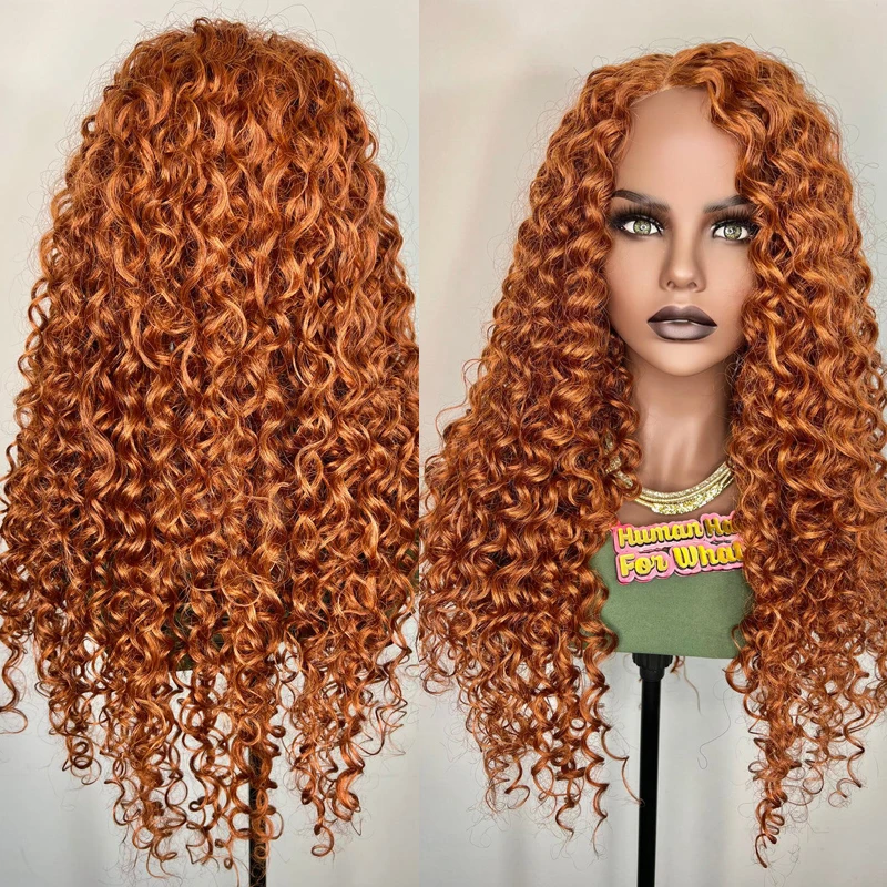 360 Color Ginger Orange Brown Natural Loose Curly Synthetic Hair Wigs ...
