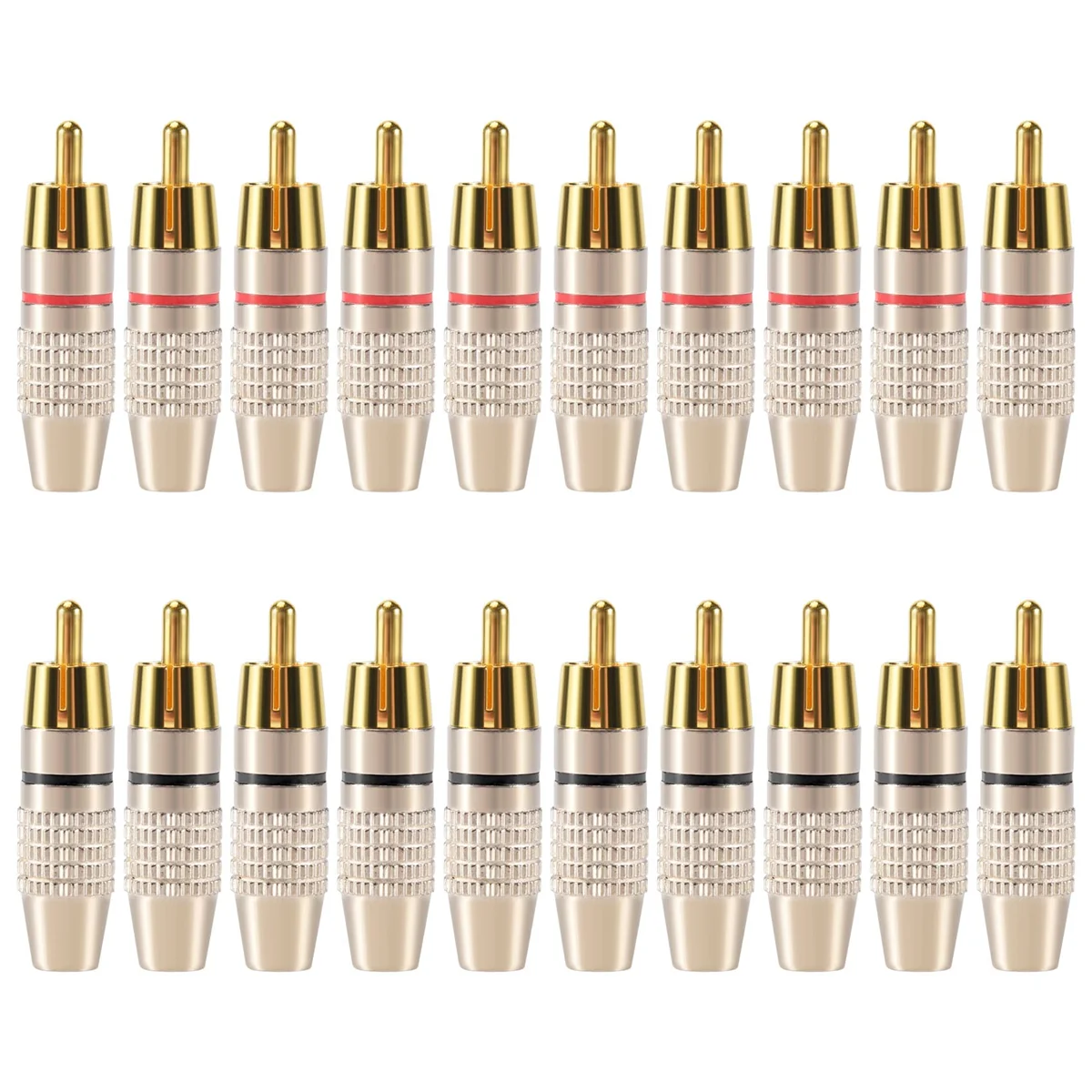 20 Pcs RCA Plug Audio Video Locking Cable Connector Gold Plated ...