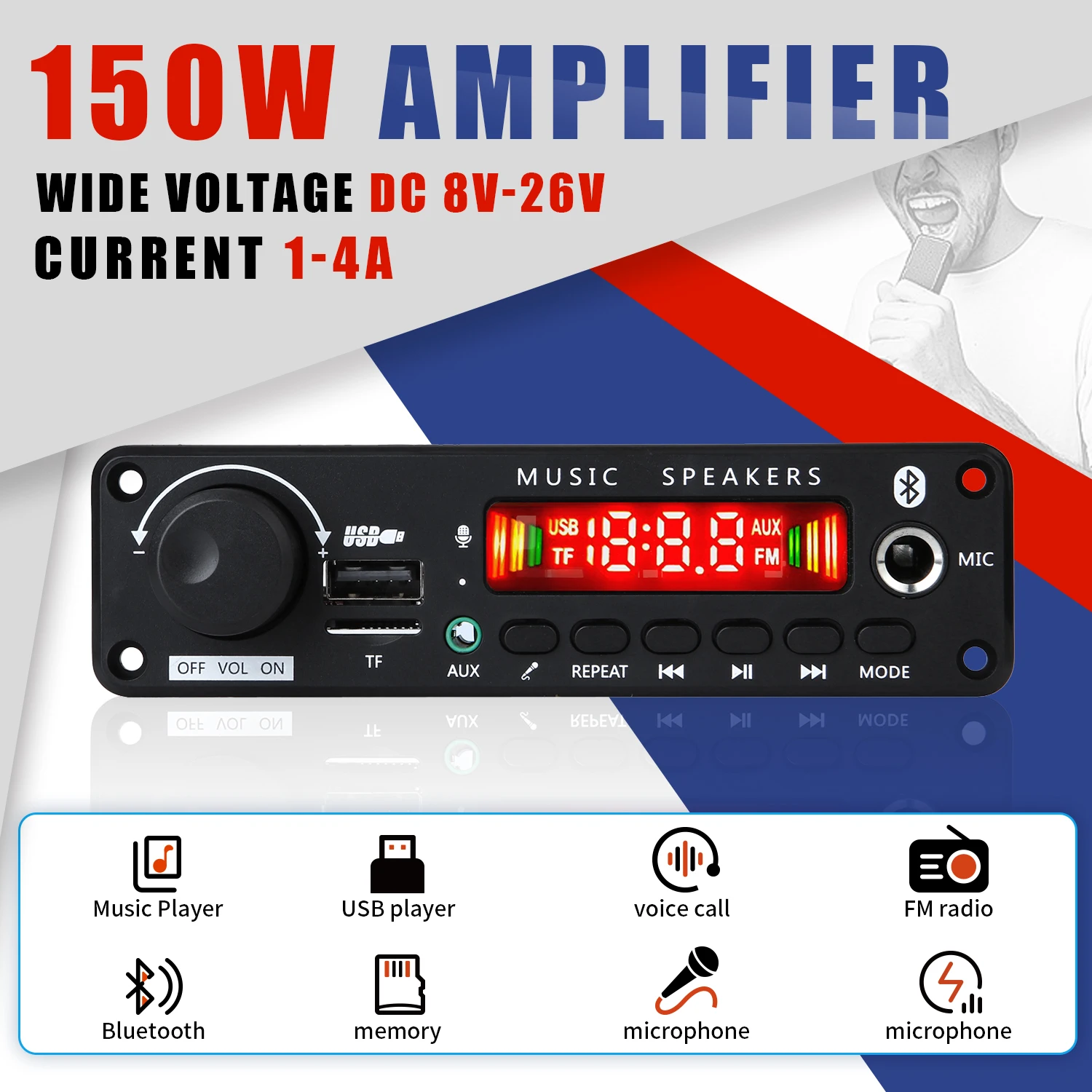 50W-150W-Amplifier-MP3-Decoder-Board-DIY-Home-Digital-12V-Audio-Power ...