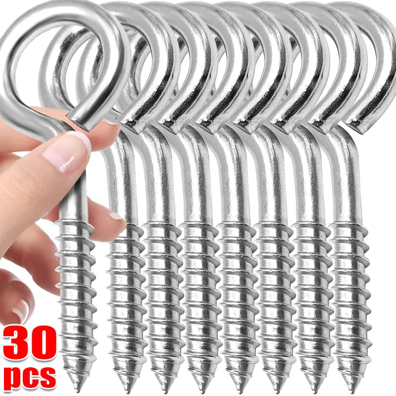 30/2pcs Stainless Steel Eye Bolts Self-tapping Eyelet Screw Heavy Duty ...