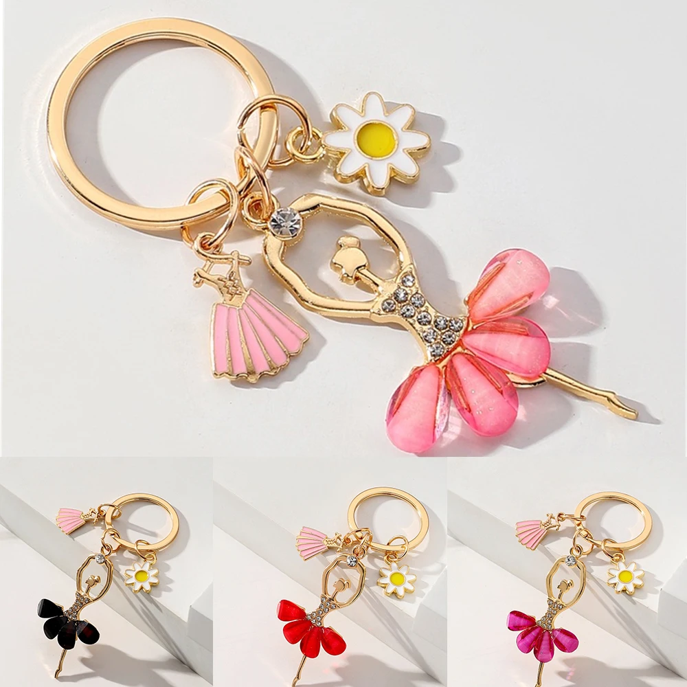 Shiny-Rhinestone-Ballerina-Girls-Keyring-Luxury-Sunflower-Pendant-Bag ...