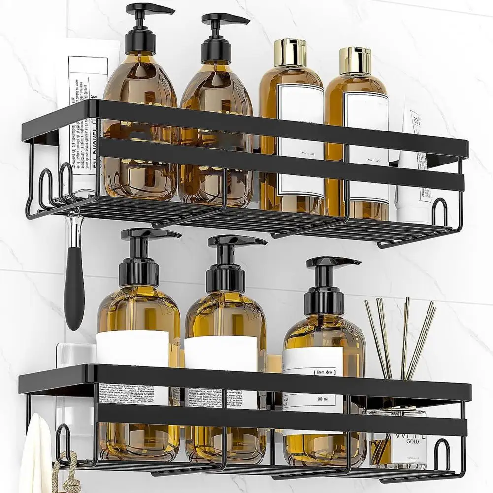 Sticker-Shower-Rack-Set-Metal-Frame-Shower-Caddy-Wall-mounted-Carbon ...