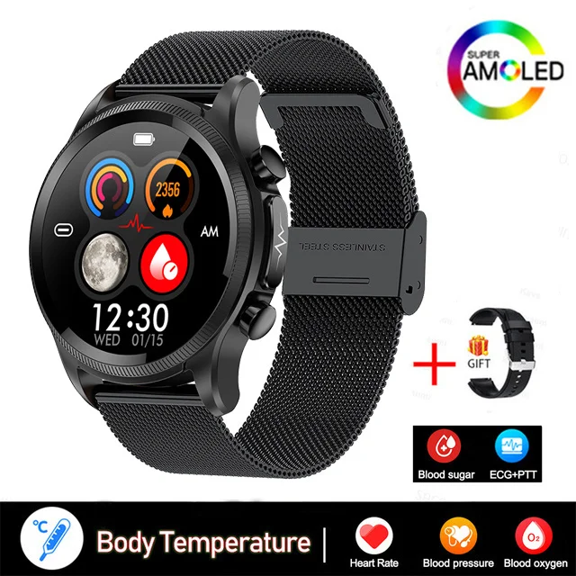 New Blood Glucose Smart Watch Men ECG Blood Pressure Body Temperature ...