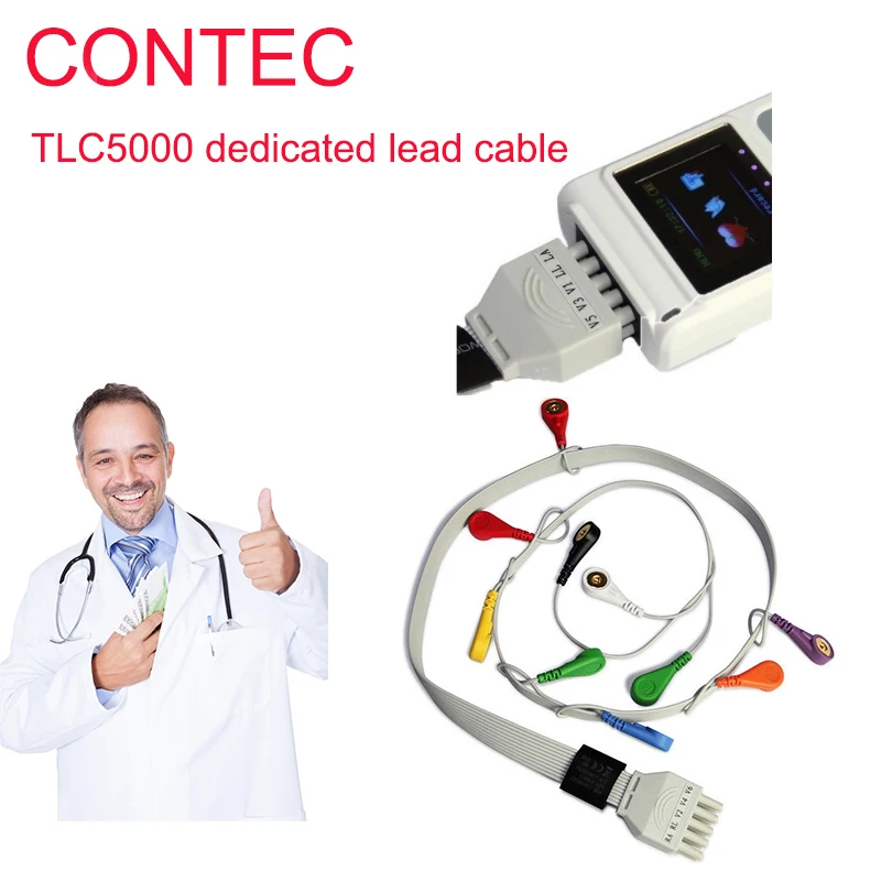 Contec-ecg-holter-tlc5000-fios-de-liga-o-dedicados-e-eletrodos-ecg-e ...