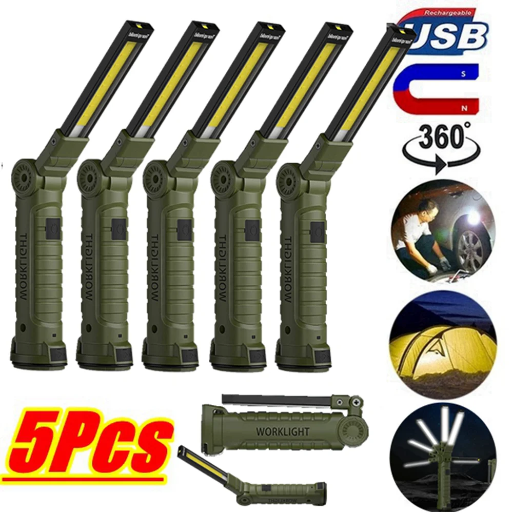 USB Led Flashlight Repair Car With Magnetic Folding Work Light ...