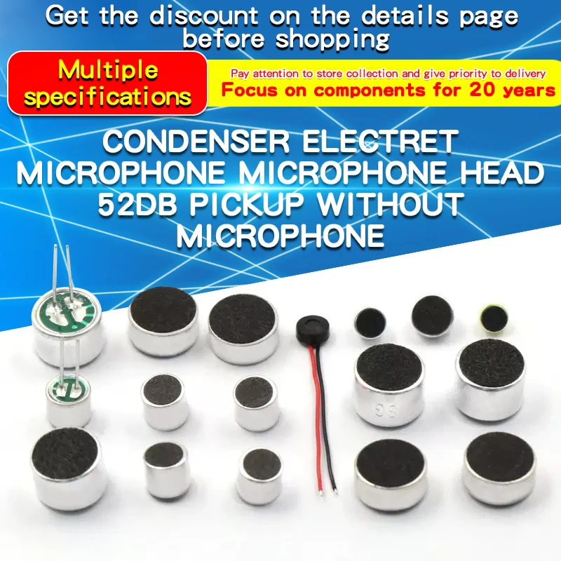 5pcs-Mic-Head-6-5mm-7-9-6-2-2-Capacitive-Electret-Microphone-52DB ...